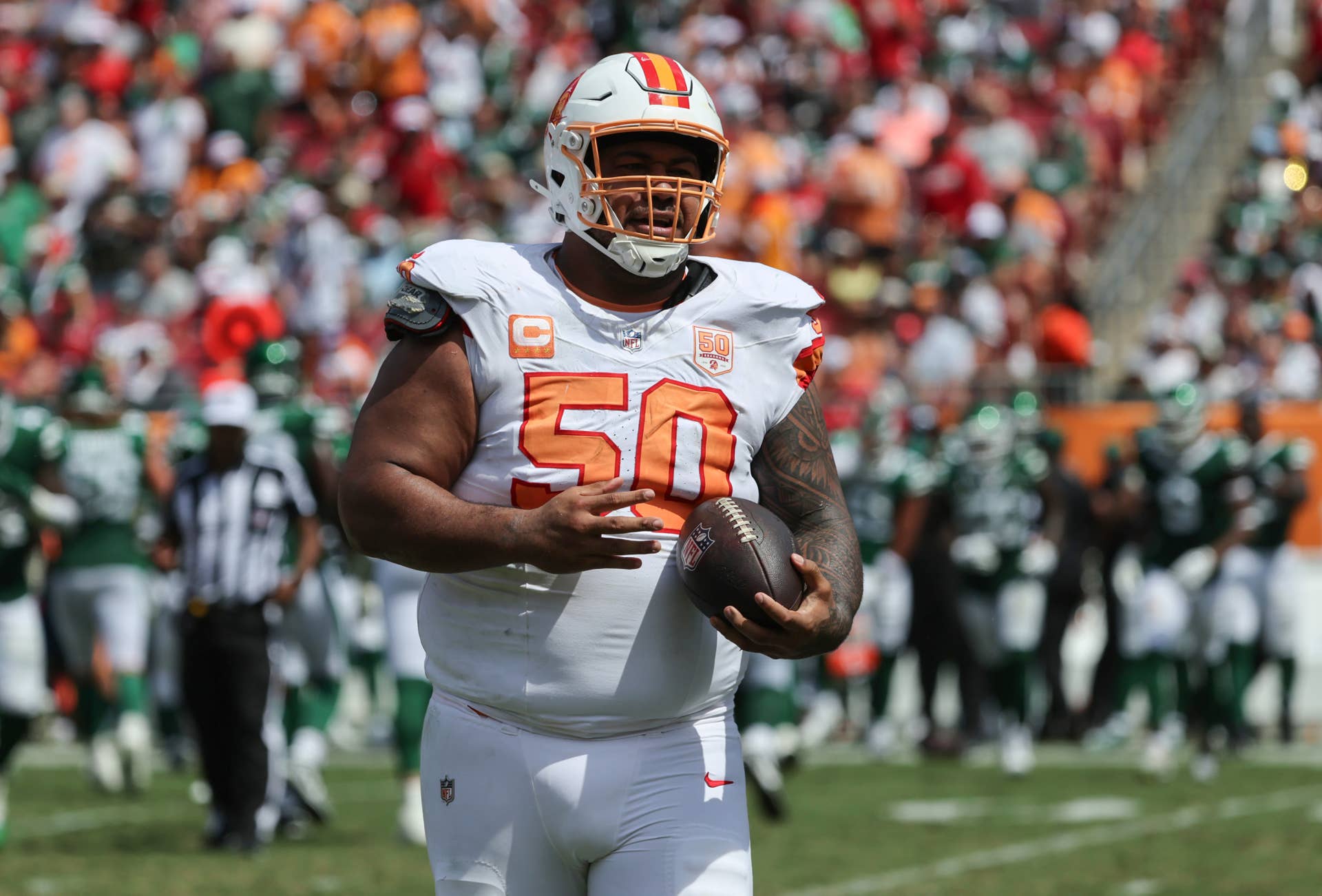 Vita Vea’s Touchdown Celebration Catches Attention During Bucs-Jets ...