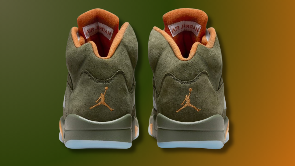 Air Jordan 5 'Olive' — Army Olive Suede, Solar Orange Bite, Grown-Man ...