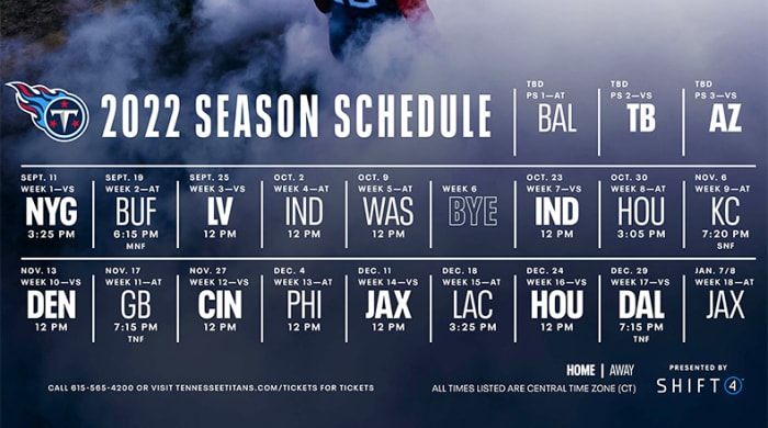 Tennessee Titans Schedule 2022 - Athlon Sports