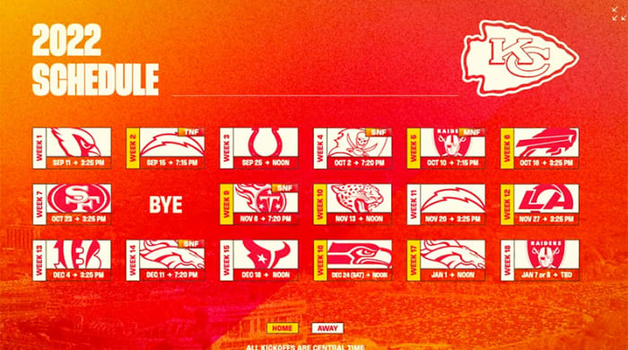 Kansas City Chiefs Schedule 2022 - Athlon Sports