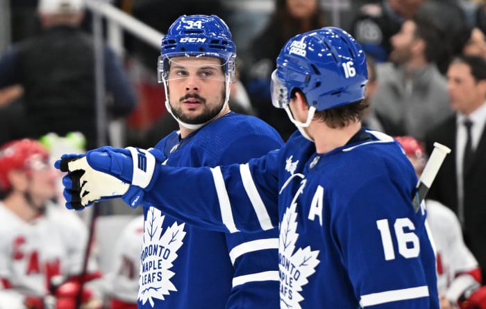 Auston Matthews Reacts to Mitch Marner Reunion Following Maple Leafs ...