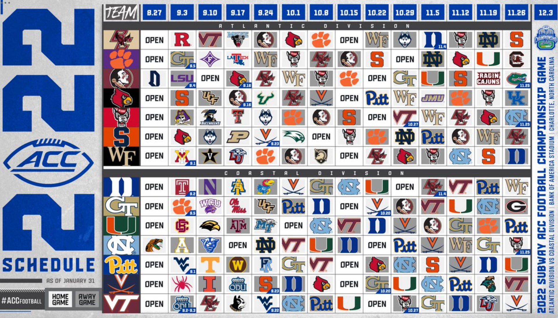 ACC Football What To Know About The 2022 Schedule Athlon Sports