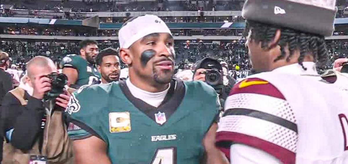 Postgame Handshake Between Jayden Daniels, Jalen Hurts Captures Attention - Athlon Sports