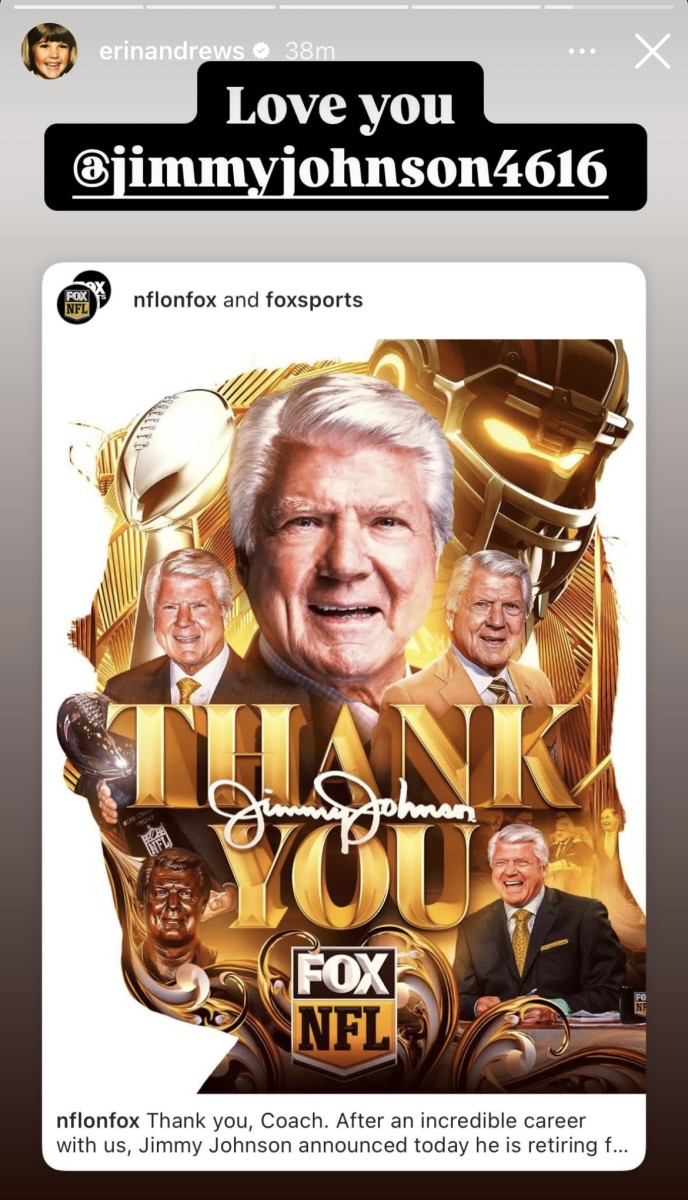 Erin Andrews Sends Two-Word Message to Jimmy Johnson After Big ... Erin Andrews Sends Two-Word Message to Jimmy Johnson After Big ...