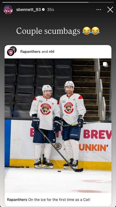 Sam Bennett's Two-Word Reaction to Viral Photo with Brad Marchand at ...