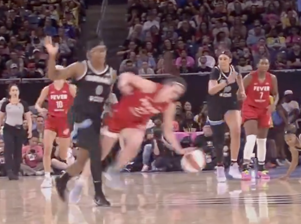 Caitlin Clark Flattened by Hard Foul After Trash Talking Sky During ...
