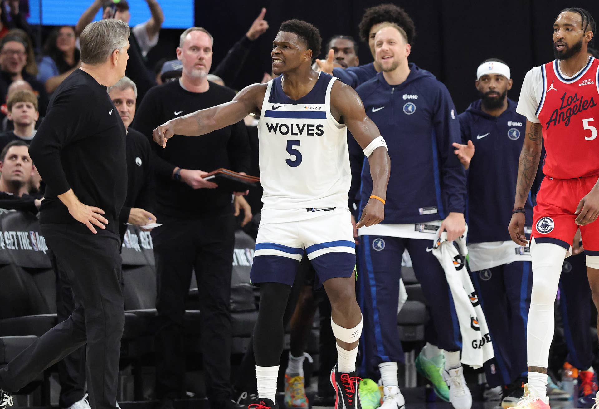 Anthony Edwards Explains Yelling at Chris Finch After Three - Athlon Sports